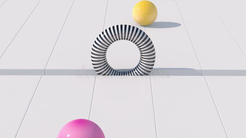 Colorful Balls Rolling. Striped Black and White Ring. Abstract ...