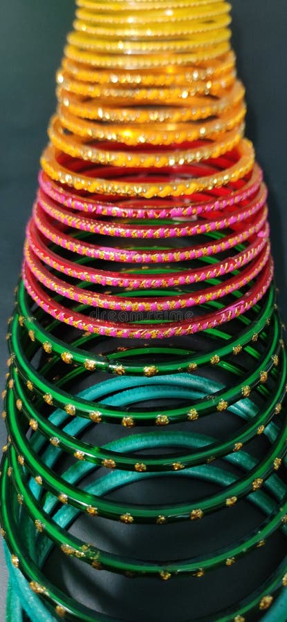 Colorful Bangles Arranged in a Pattern Stock Image - Image of pattern ...