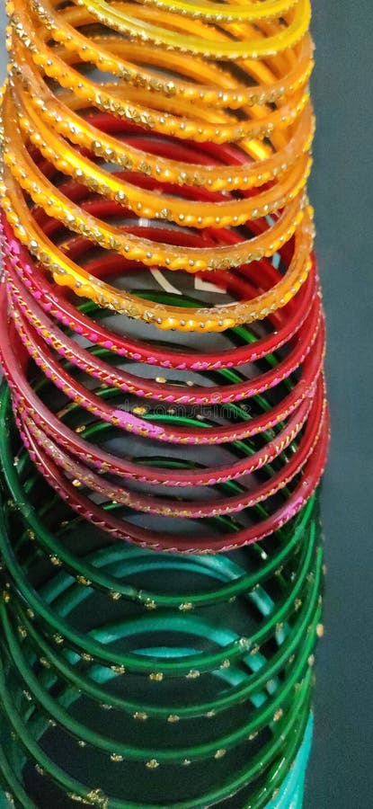 Colorful Bangles Arranged in a Pattern Stock Image - Image of green ...