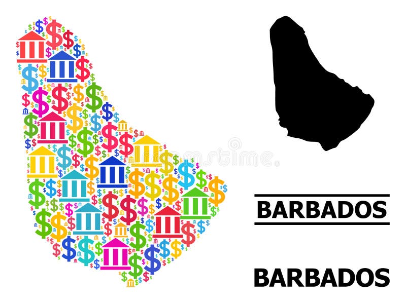 Vector Collage Map of Barbados of Financial and Commerce Items Stock ...