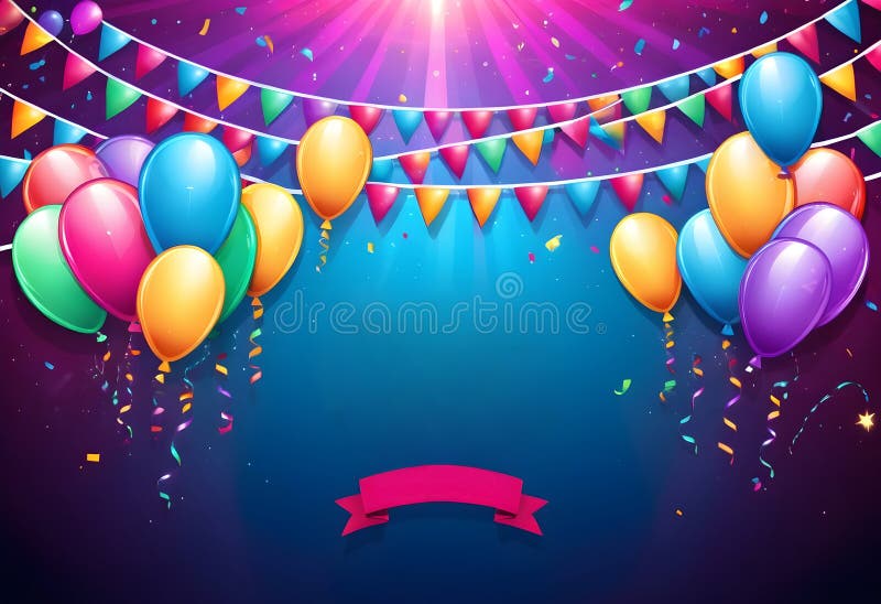 A Colorful Banner with Colorful Balloons, Birthday Decorations and ...