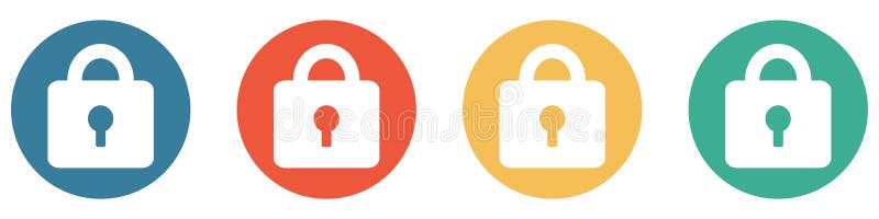Colorful Banner with 4 Buttons: Lock, Security, Encryption or Private ...