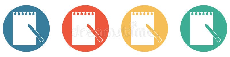 Colorful Banner with 4 Buttons: Notepad and Pencil Stock Illustration ...