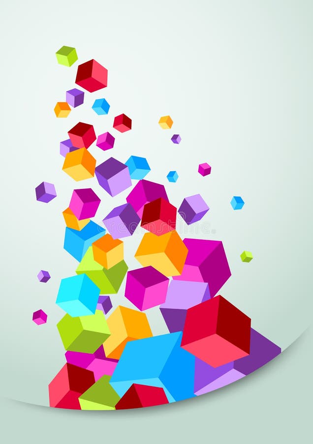 Colorful Banner with Cubes Flying Stock Vector - Illustration of ...