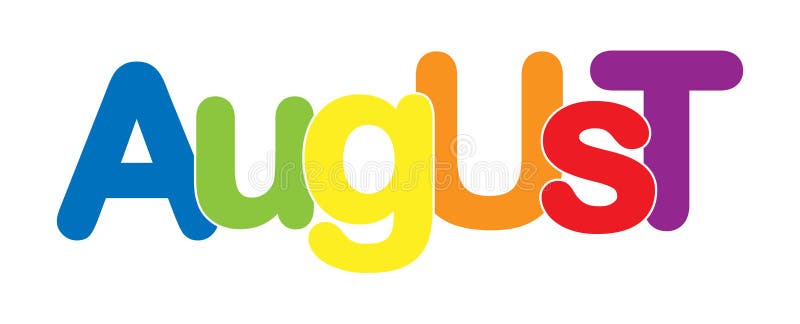 AUGUST. The Word Consists Of Letters Hanging On A Rope Stock Vector ...