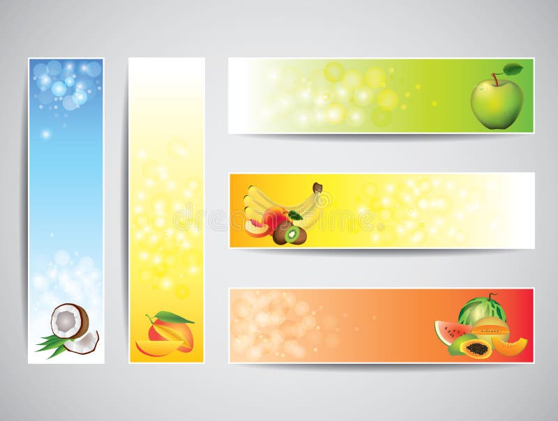 Colorful Banners with Fruits, Vector Stock Vector - Illustration of ...