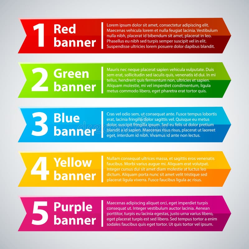 5 Colorful Banners with Numbers and Text Stock Vector - Illustration of ...