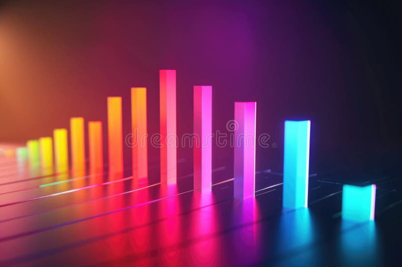 A Colorful Bar Chart on a Black Background Stock Illustration ...