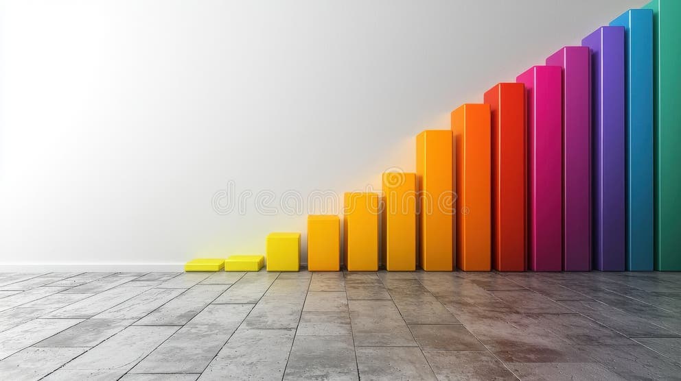 Colorful Bar Chart Displayed on a White Wall Illustrating Data Trends ...