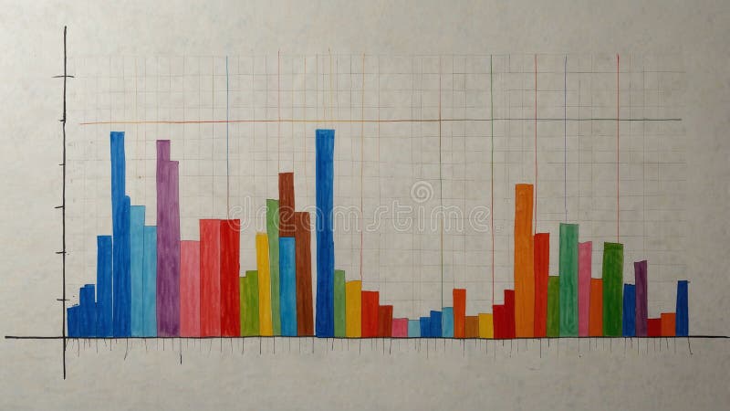 Colorful Bar Chart Drawn by a Child with Crayons on Graph Paper ...