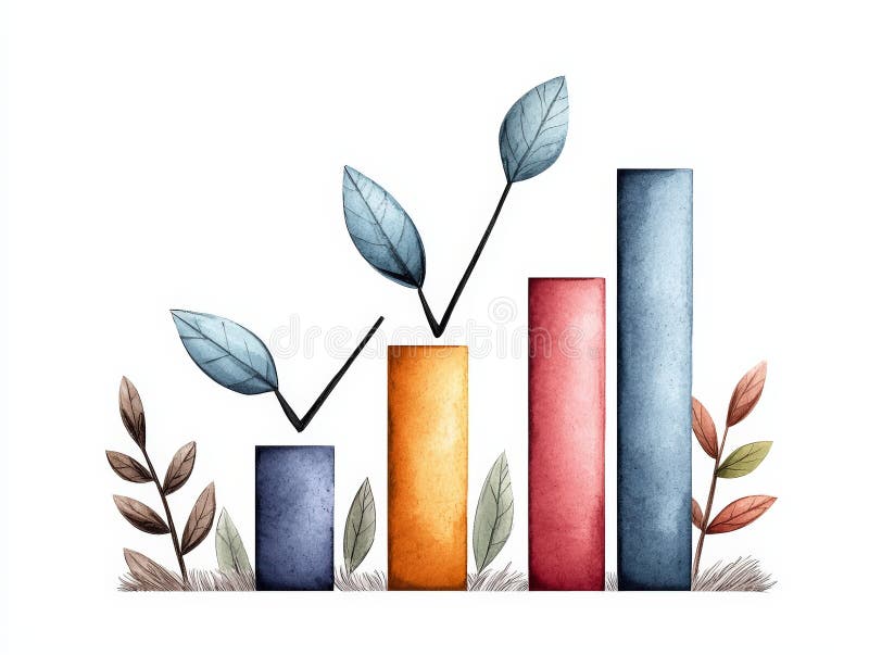 A Colorful Bar Chart with Leaves Symbolizing Growth and Progress in a ...