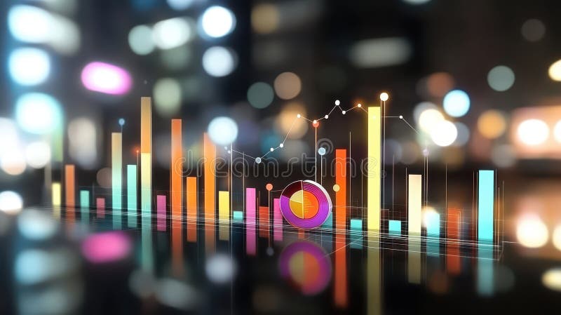 Colorful Bar Chart with Light Reflection, Data Visualization for ...