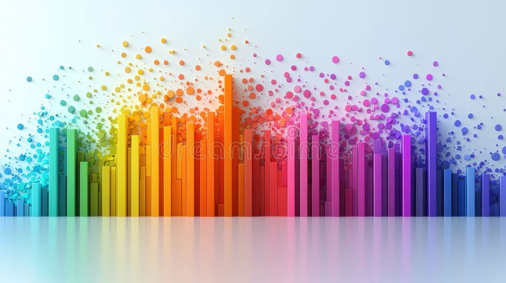 Colorful Bar Chart with Vibrant Dots Creating Dynamic Visual Effect ...