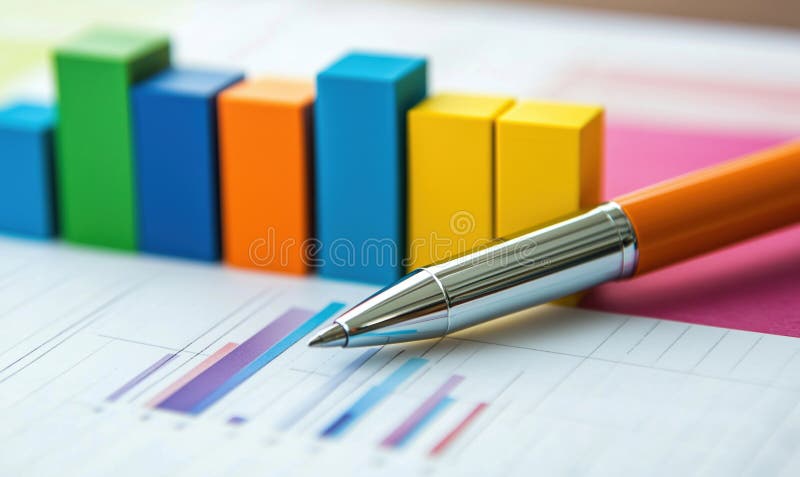 Colorful Bar Graph Analysis with Vibrant Blocks and Silver Pen on ...
