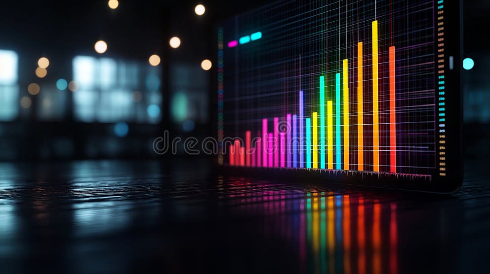 Colorful Bar Graph Displayed on Digital Tablet, Showcasing Data ...