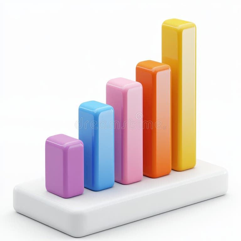 A Colorful Bar Graph Displaying Increasing Data Values on a White Base ...