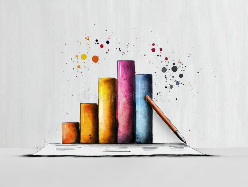 A Colorful Bar Graph Illustration with Paint Splashes Representing Data ...