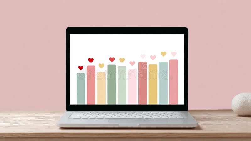 Colorful Bar Graph on Laptop Screen Illustrates Positive Growth and ...