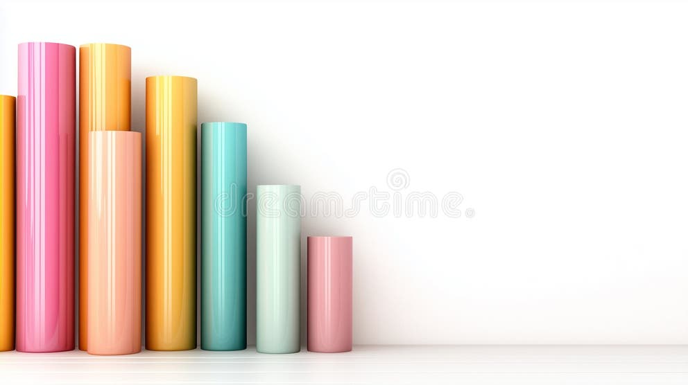 Colorful Bar Graph with Smooth Cylinders on White Background for Data ...