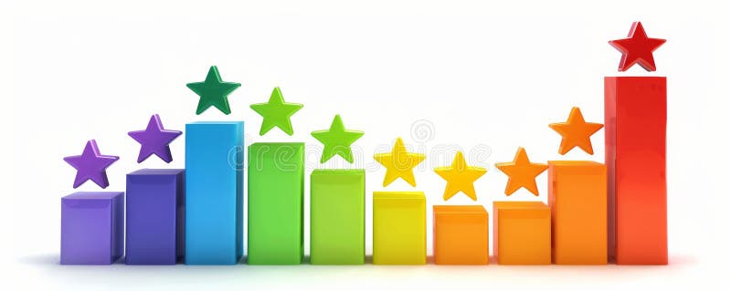 Colorful Bar Graph with Star Ratings Indicating Growth Stock Image ...