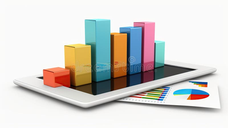 Colorful Bar Graph on Tablet Displaying Business Data Stock ...