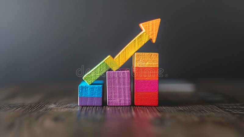 Colorful Bar Graph with Upward Arrow Stock Image - Image of fresh ...