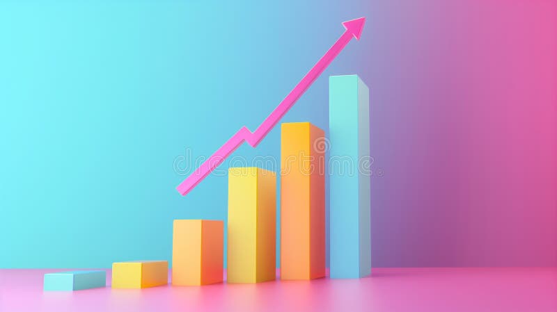 Colorful Bar Graph with Upward Arrow Stock Image - Image of flow ...