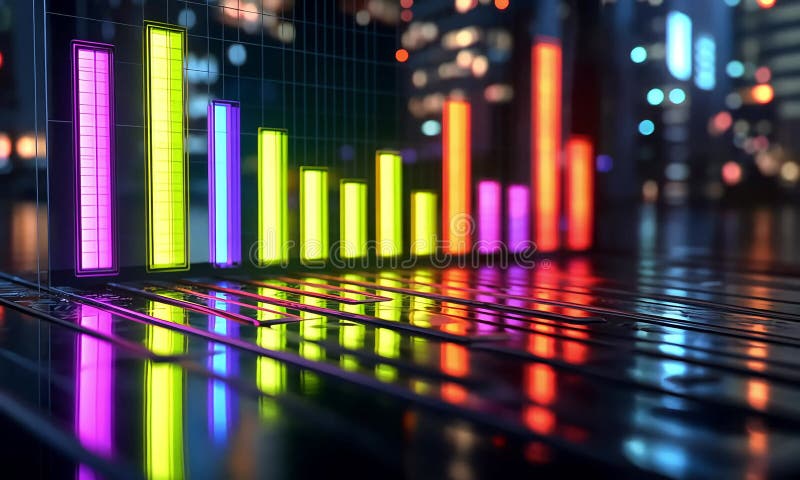 Colorful Bar Graph Visualization Reflecting City Lights at Night ...
