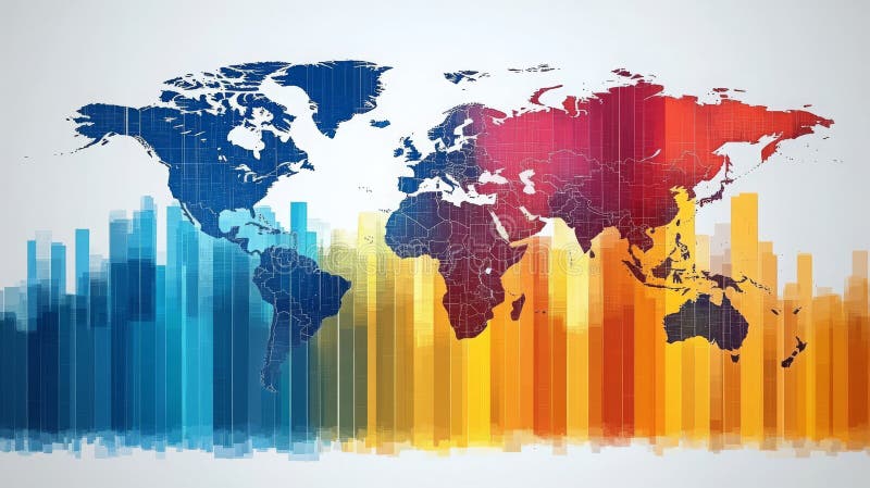 Colorful Bar Graph on a World Map Shows Global Differences in Longevity ...