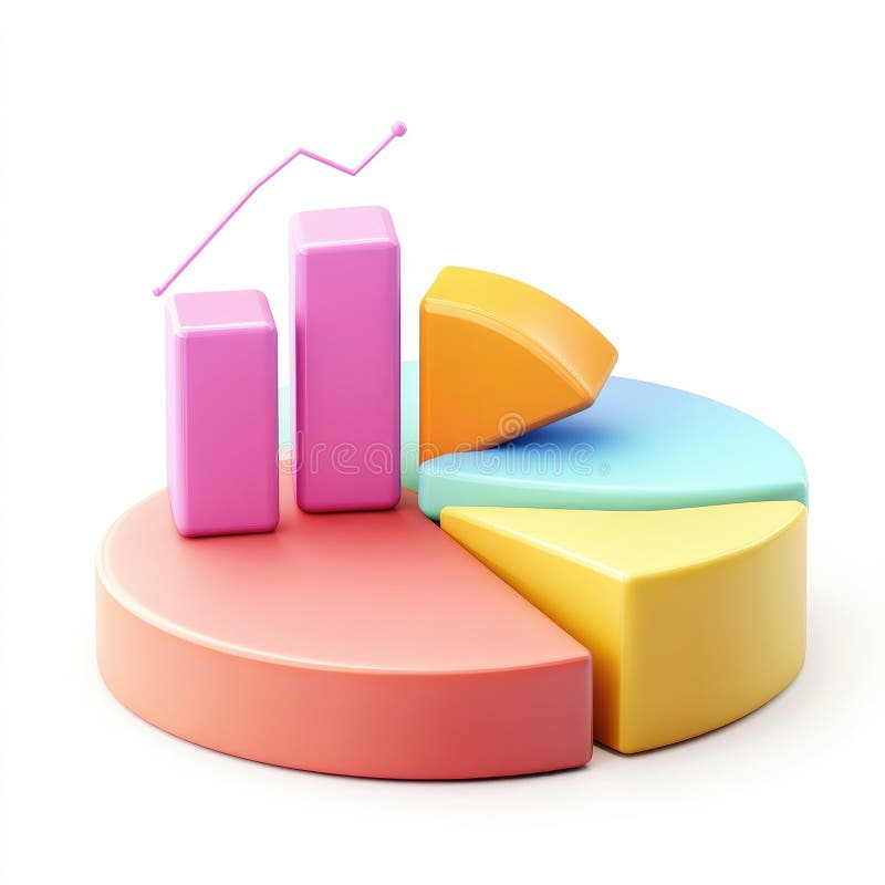 Colorful 3D Bar and Pie Charts Showing Business Growth and Statistics ...