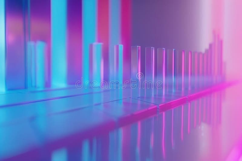 Vibrant Analytics Chart with Transparent Bars on a Sleek Surface in ...