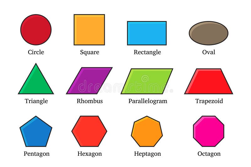 Colorful Basic Geometric Shape Illustration with Circle, Square ...