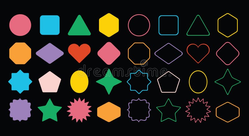Black Outline Basic Shapes Stock Illustrations – 742 Black Outline ...