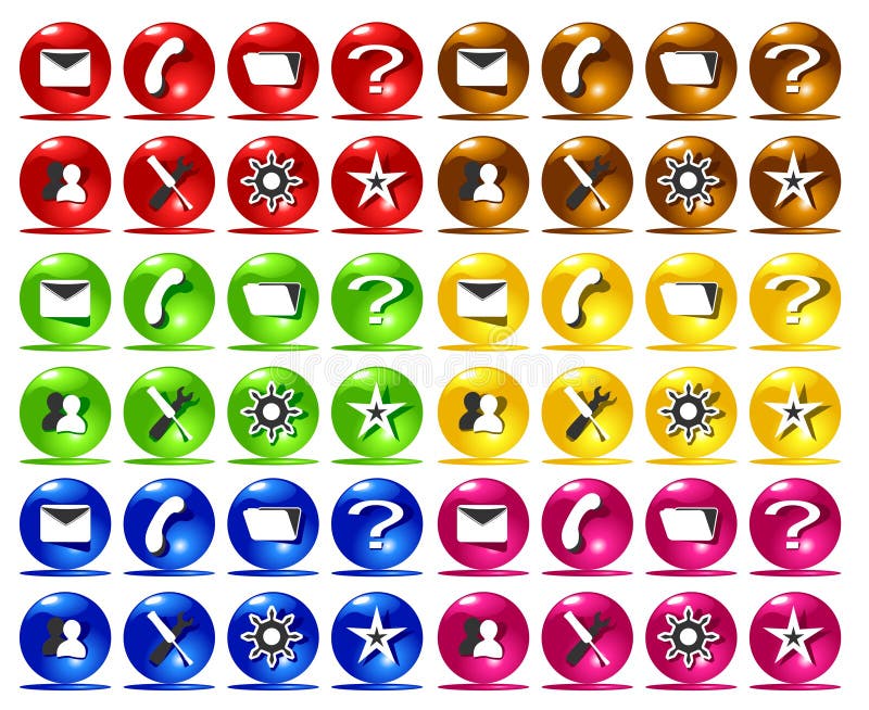 Colorful basic web icons stock vector. Illustration of outline - 7273759