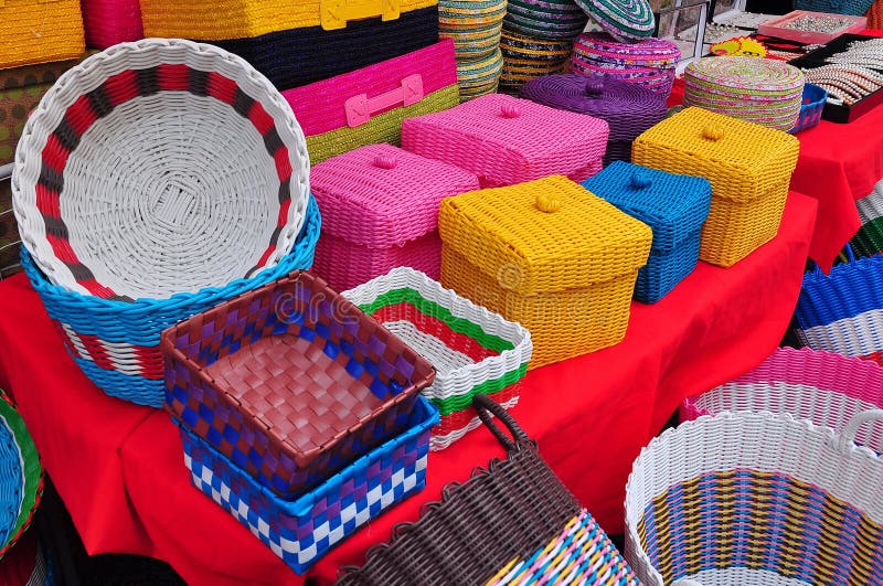 Colorful baskets stock image. Image of design, yellow - 7848995