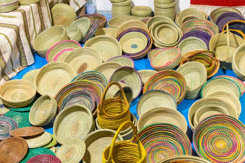 Colorful Baskets at the Craft Fair Stock Photo - Image of shopping ...