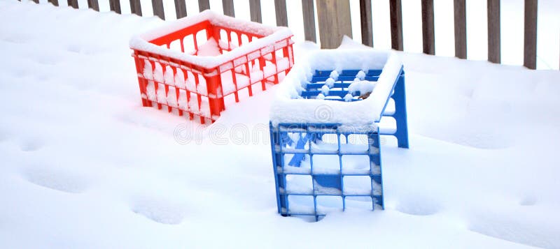 Colorful Baskets in Winter Snow. Stock Image - Image of outside, season ...