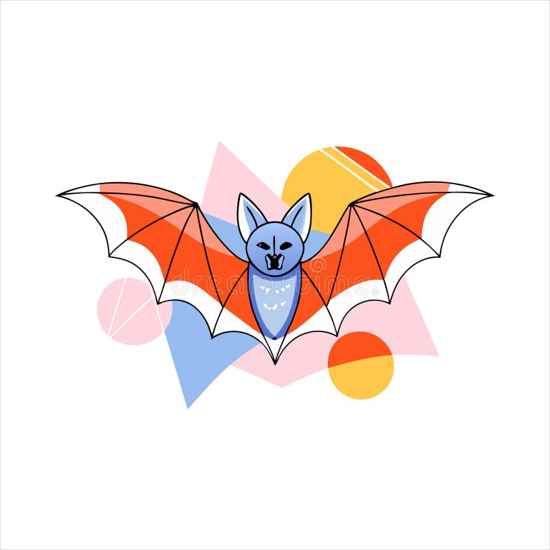 Colorful Bat Illustration with Abstract Background, Halloween Vector ...