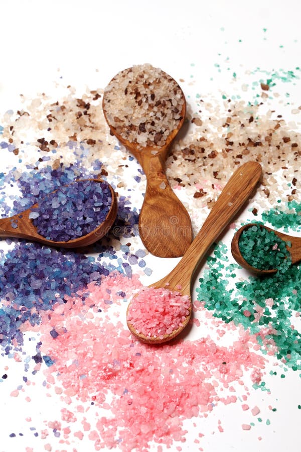 Colorful Bath Salt Scattered Stock Image - Image of natural, care: 45818023