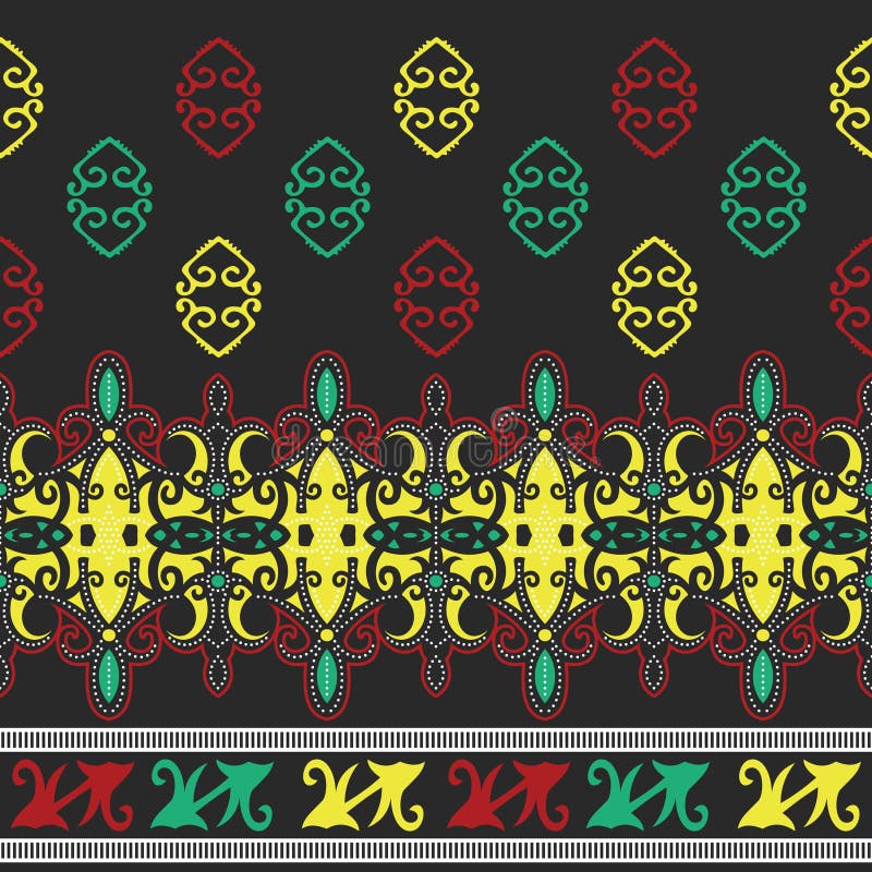 Colorful Batik Dayak Fabric Pattern Stock Vector - Illustration of ...