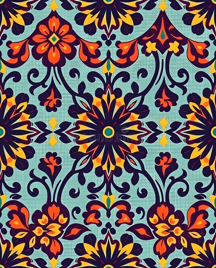 Colorful Batik-inspired Florals with Bold Textures Create a Seamless ...