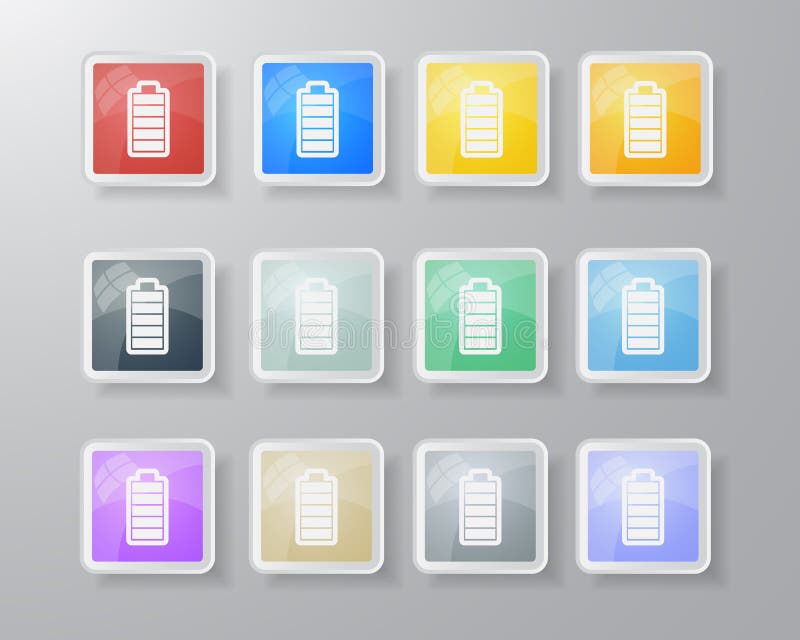 Colorful Battery Icon Set stock vector. Illustration of white - 43021315