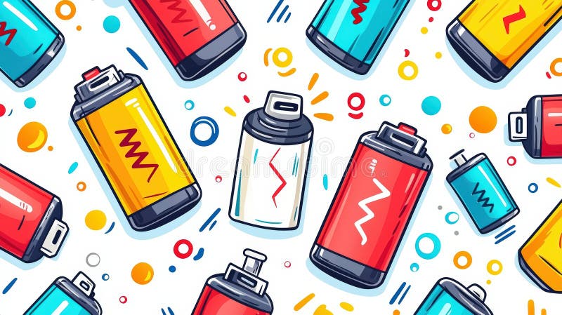 Colorful Battery Pattern with Abstract Elements and Playful Design for ...