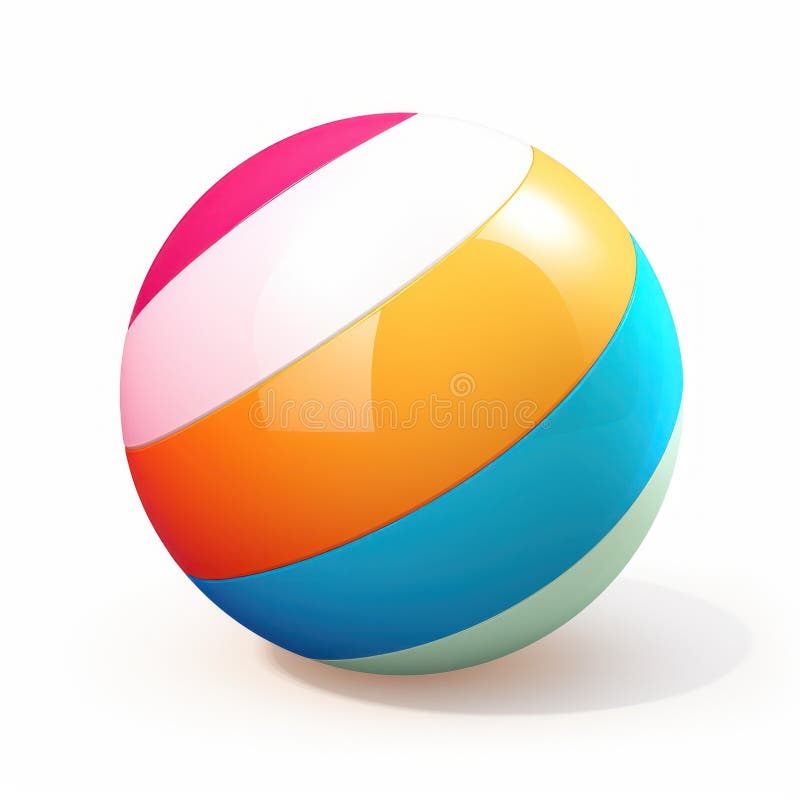 Colorful Beach Ball on White Background AI Generated Stock Illustration ...