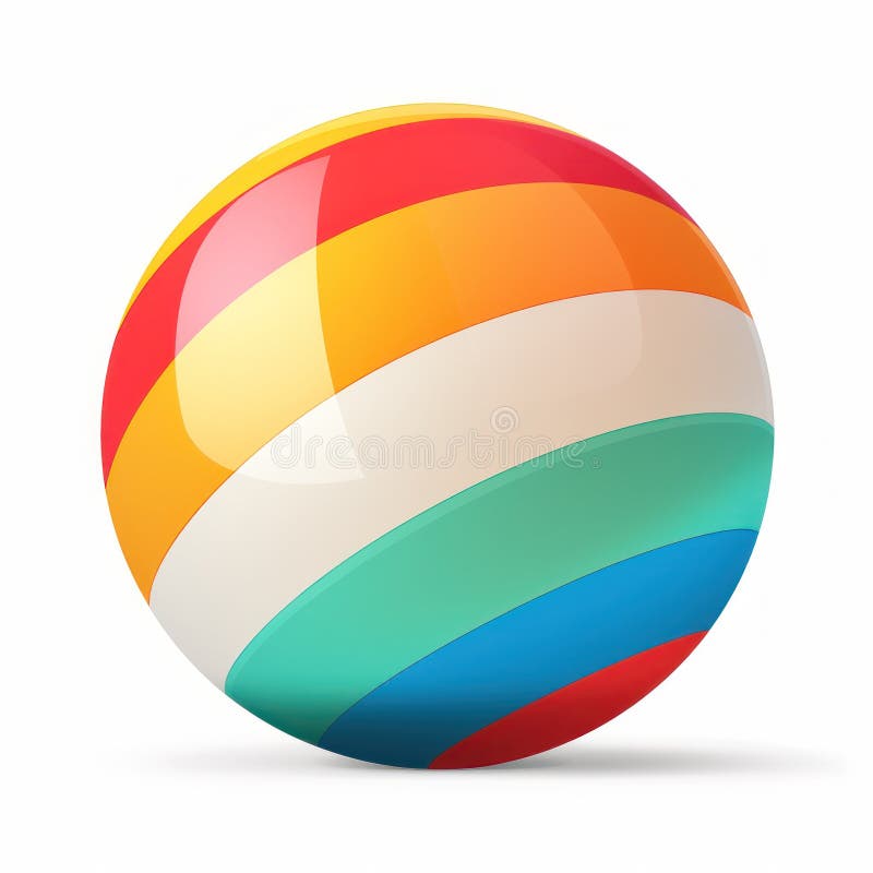Colorful Beach Ball on White Background AI Generated Stock Illustration ...