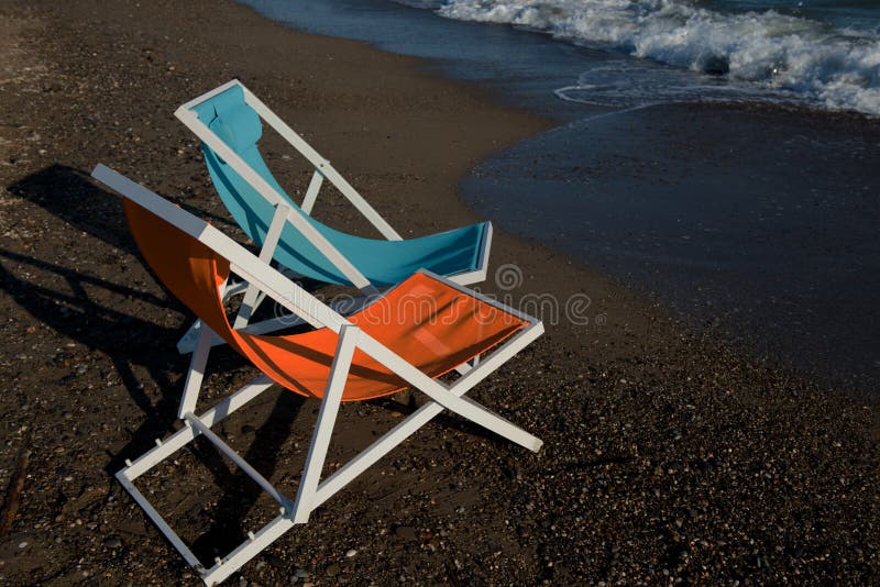 Colorful beach chairs stock image. Image of scenery, nature - 77355439