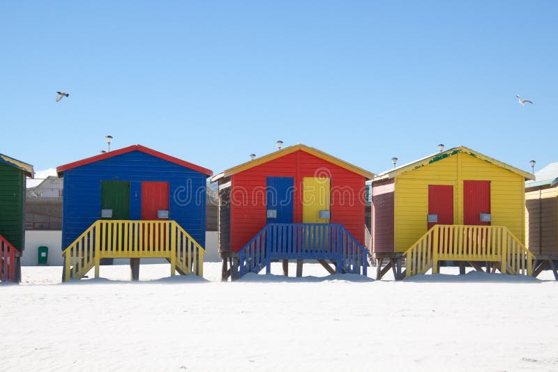 Colorful Beach Cabins in Muizenberg, South Africa Stock Photo - Image ...