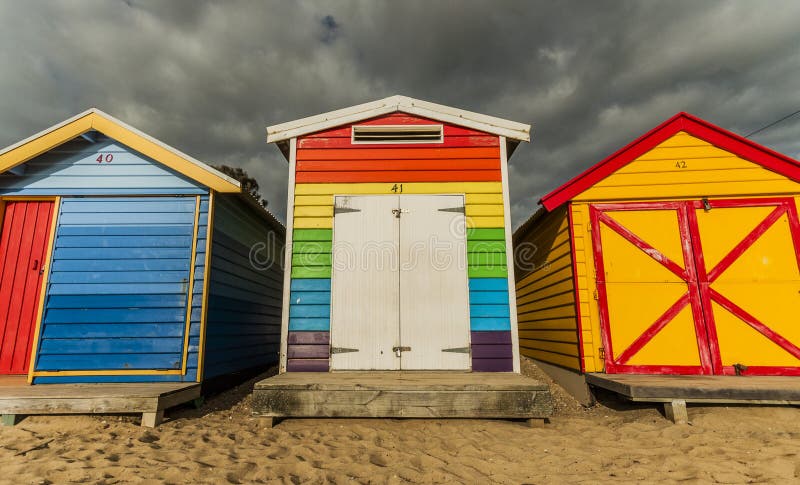 Colorful Beach Huts at the Beachfront Stock Image - Image of england ...