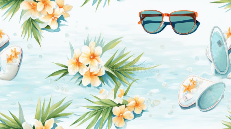 Colorful Beach Items Seamless Pattern AI Generated Stock Illustration ...