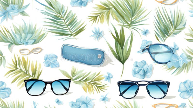 Colorful Beach Items Seamless Pattern AI Generated Stock Illustration ...